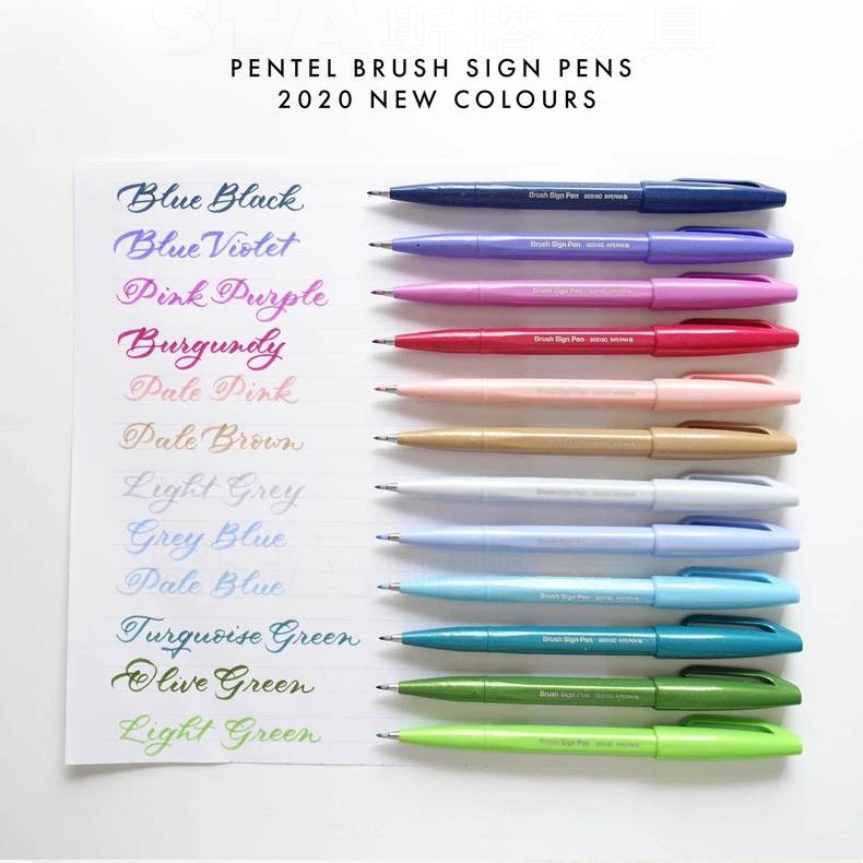 (Very good)Pen Sign Brush Marker Pens - Flexible Tip Assorted Colours ...