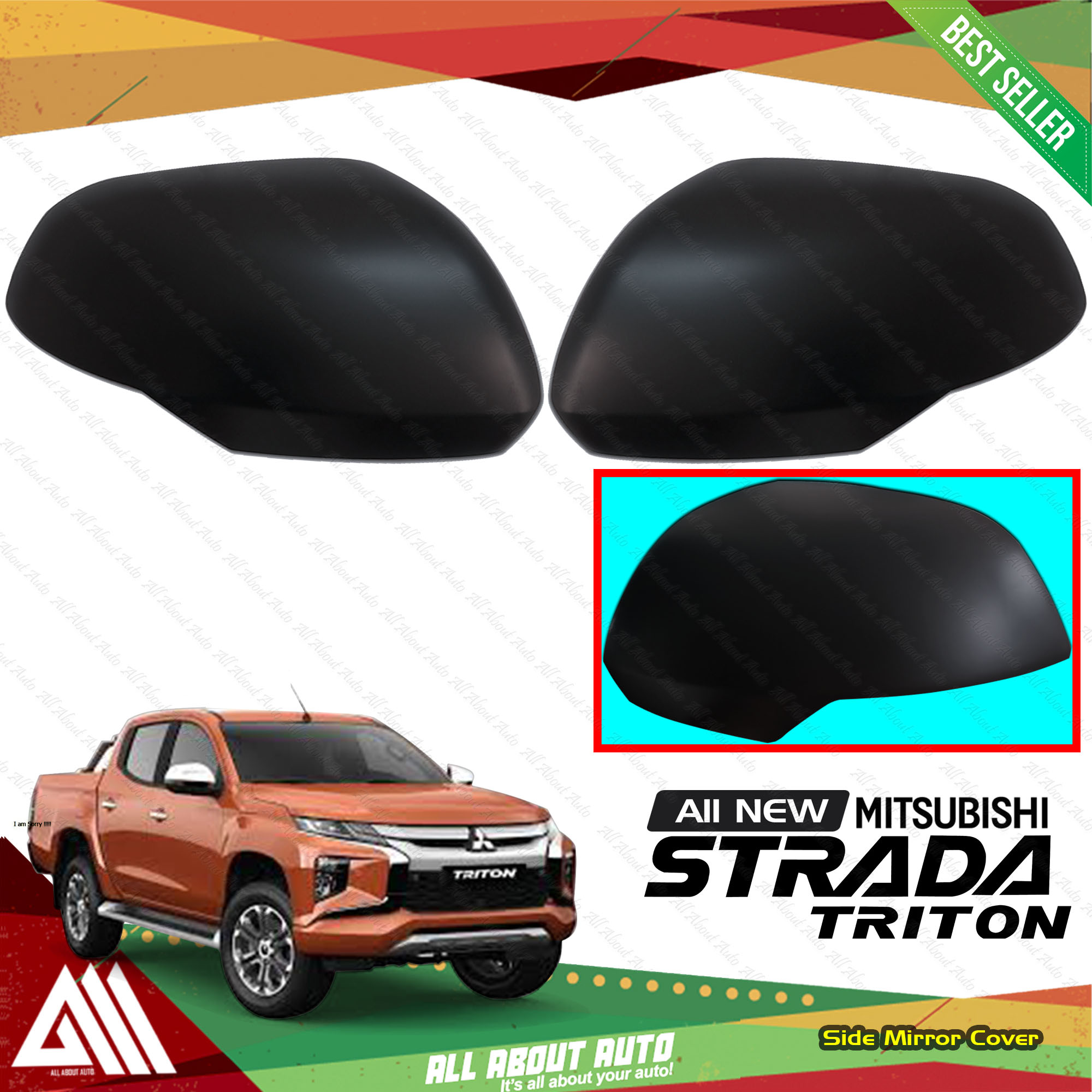 Mitsubishi Strada / Triton 2021 Side Mirror Cover / Side Mirror Trim ...