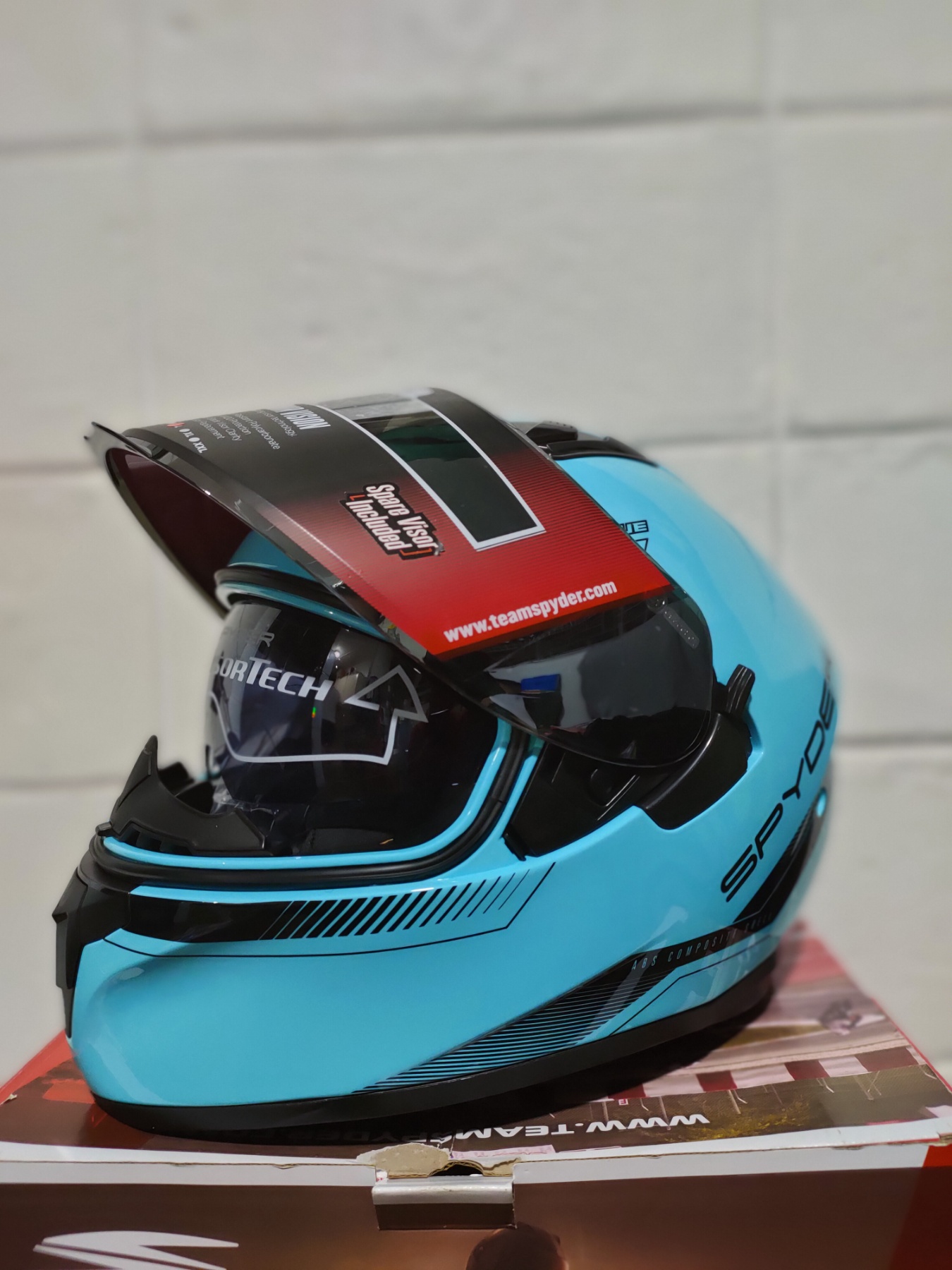 SPYDER ROGUE FULL FACE Aqua Blue DUAL VISOR HELMETS with lines | Lazada PH