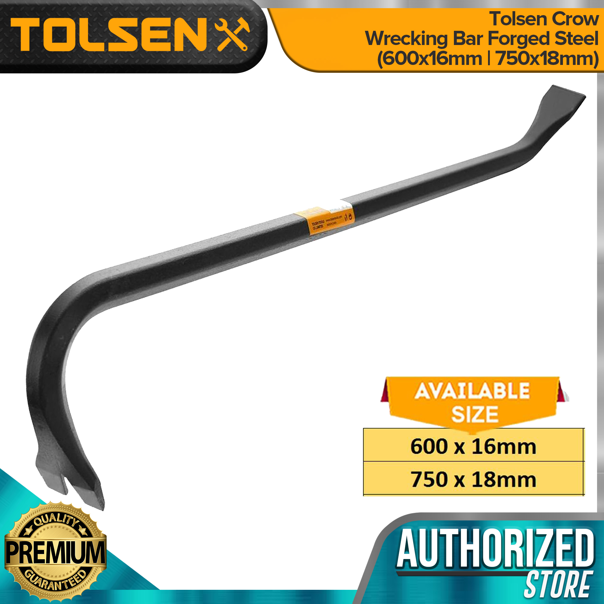 Tolsen Crow Wrecking Bar Forged Steel (600x16mm | 750x18mm) | Lazada PH