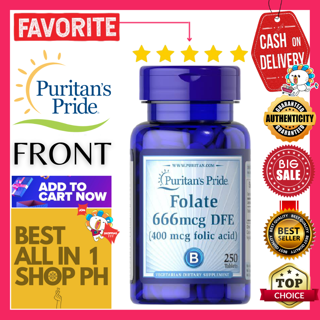 Puritan’s Pride Folate 666mcg DFE (400mcg folic acid), 250 Tablets ...
