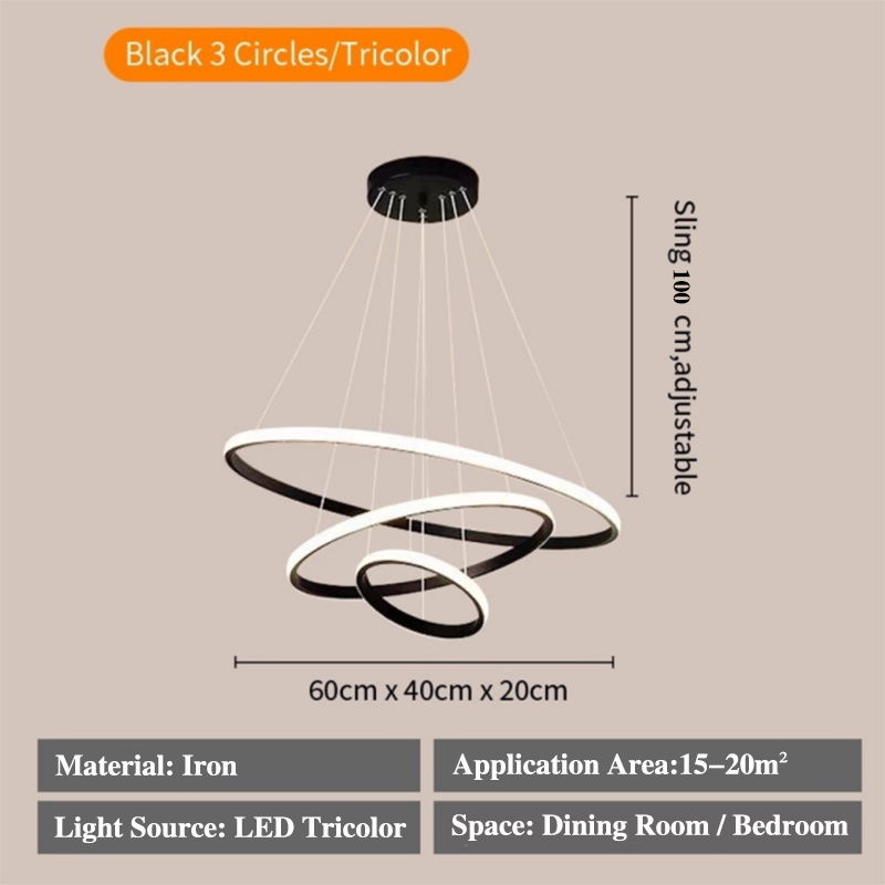 Nordic 3 Ring Chandelier Modern Tri Color Led Ceiling Light Ring ...