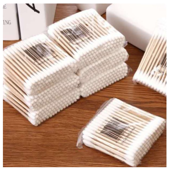 📌#100Pcs/Pack Cotton Swabs Bamboo Stick White with Plastic Wrapper Eco ...