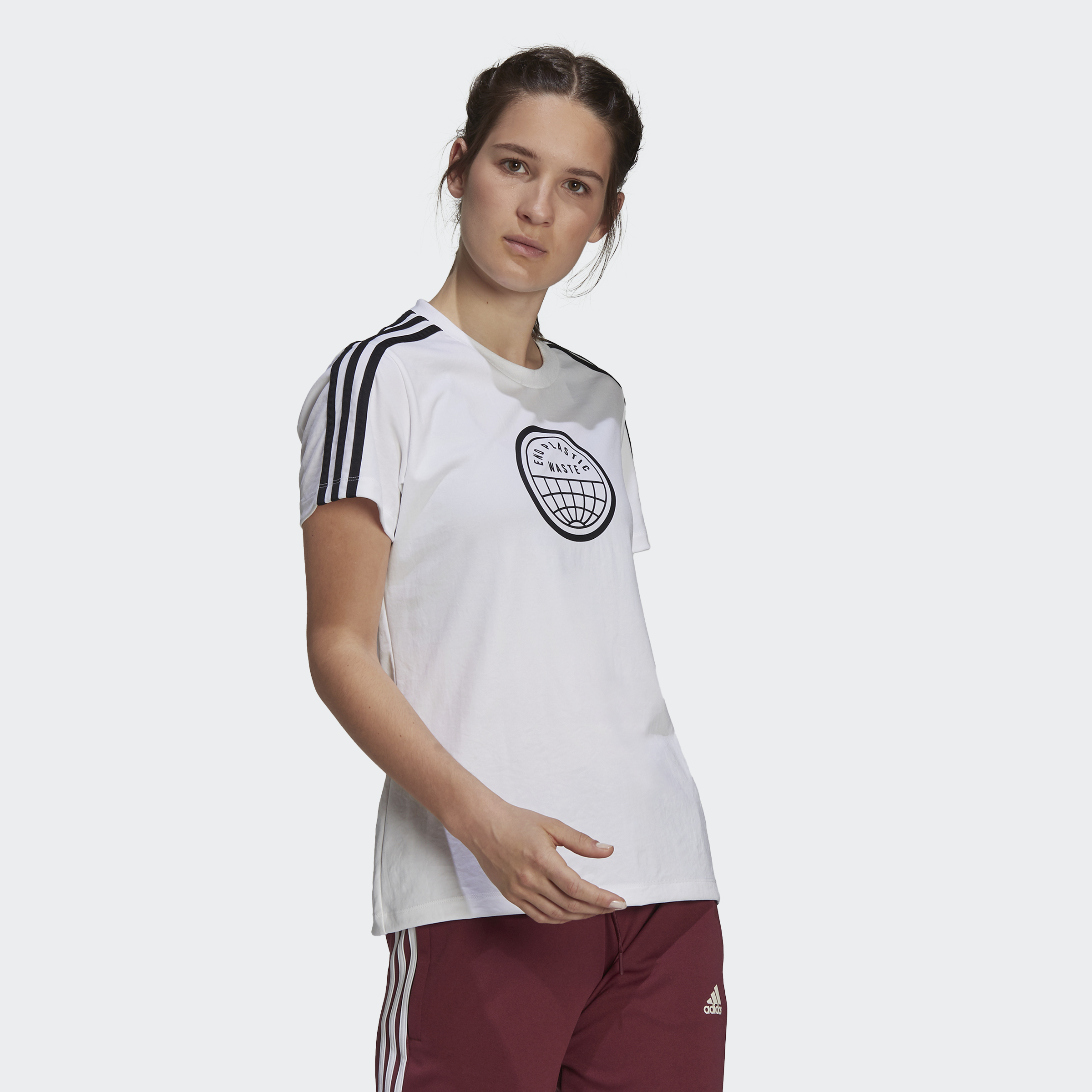 adidas End Plastic Waste 3-Stripes Primeblue Graphic Tee White GS4163 ...
