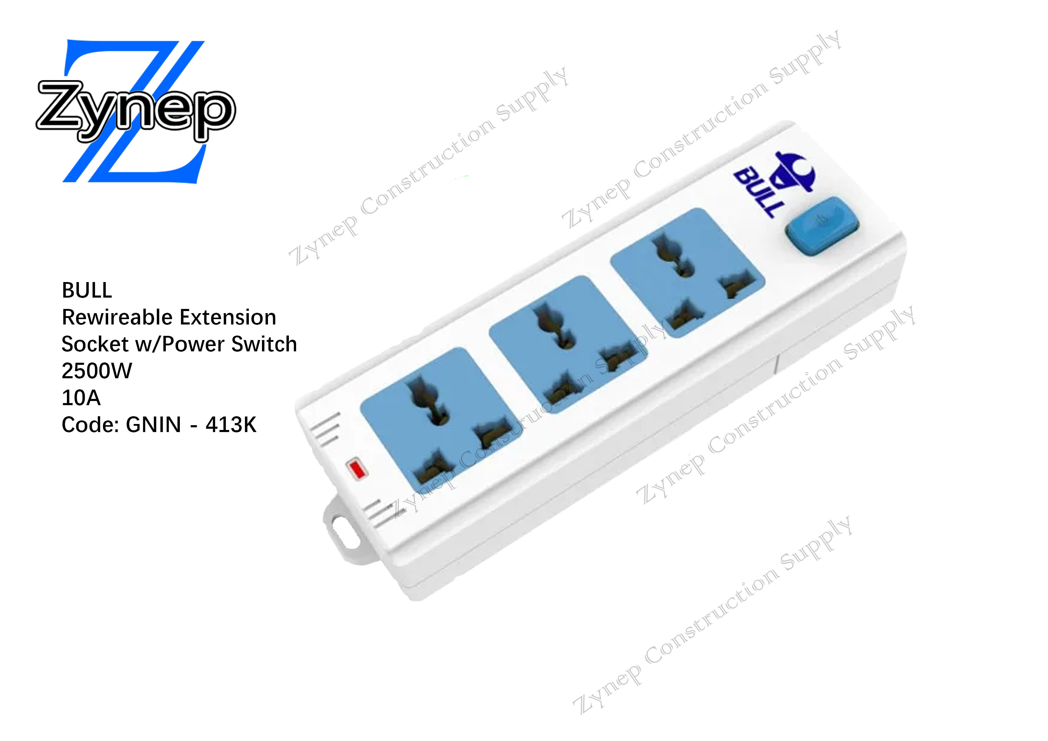 BULL HEAVY DUTY EXTENSION BOARD W/POWER SWITCH 2500W 10 (413K) | Lazada PH