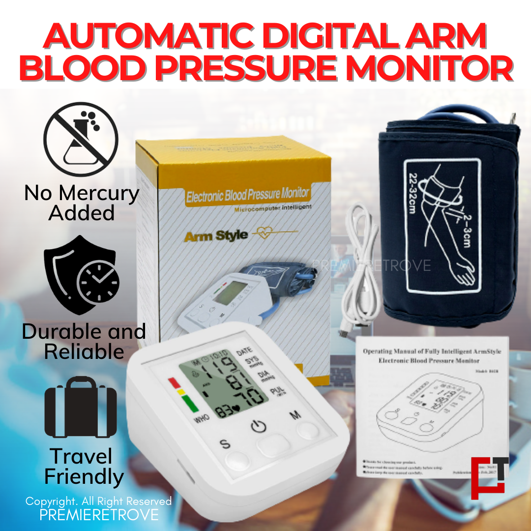 Battery & USB Powered BP Monitor, Digital Arm Cuff, Home/Travel ...