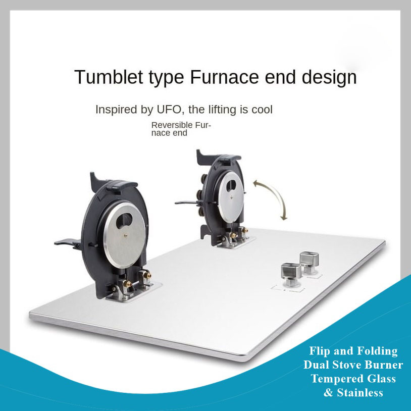 Flip Folding Double Burner Stainless Steel Gas Cooker Desktop Built-in ...