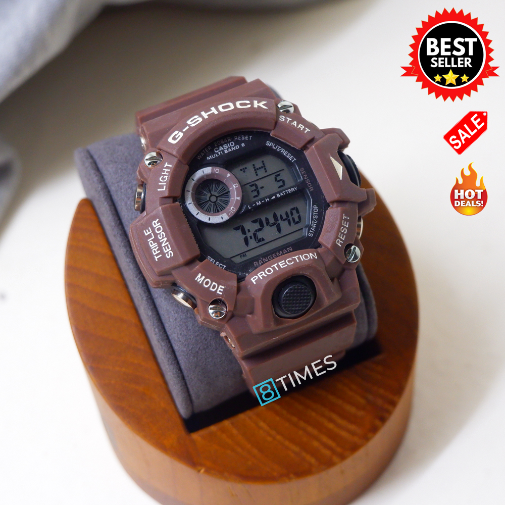 Casio HW Digital Movement BROWN Shock Resist Resin Strap Watch for Men ...