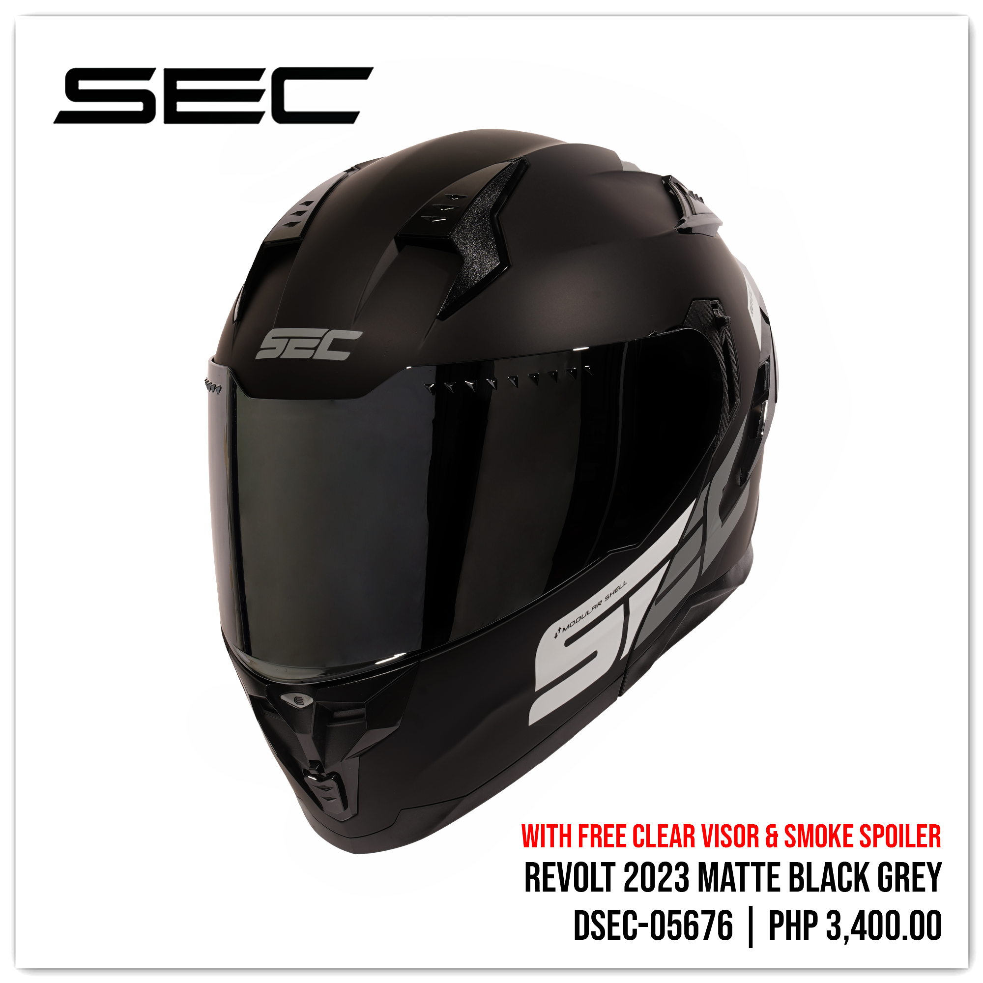 Sec Modular Helmet for Motorcycle Revolt 2023 Gloss/Matte (M-XL ...