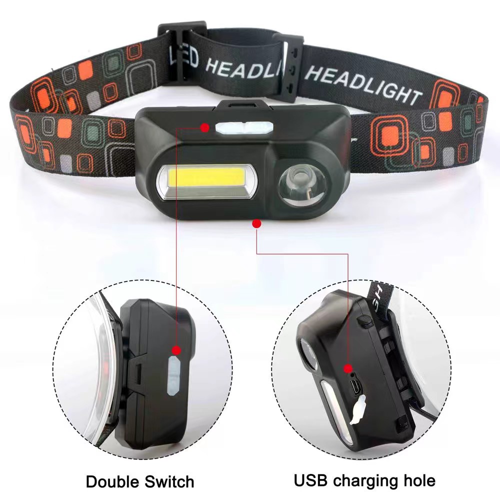D-28 Camping Portable mini XPE+COB LED Headlamp USB charging Fishing ...