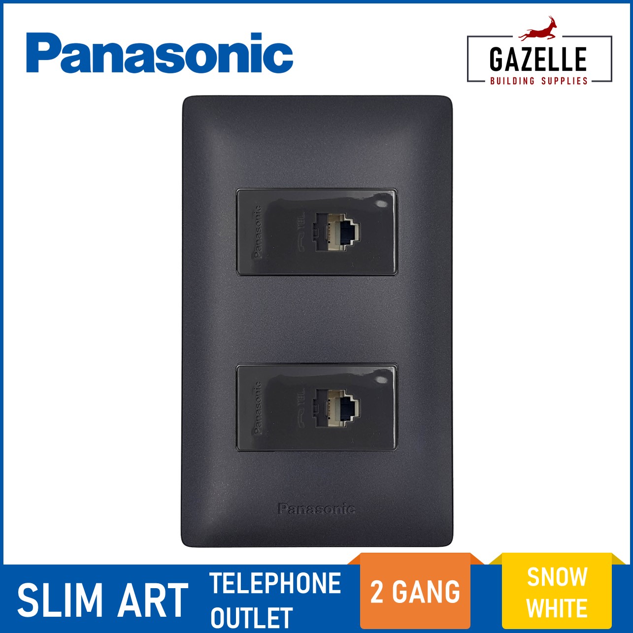 Panasonic Slim Art Telephone Outlet - 2 Gang (Snow White / Metallic ...