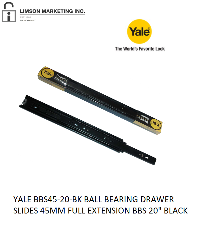 YALE BALL BEARING DRAWER SLIDES 45MM FULL EXTENSION BLACK FINISH ...