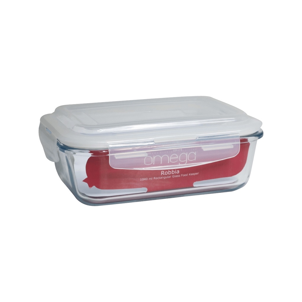 Omega Houseware Robbia Rectangular Glass Food Keeper Airtight Storage ...