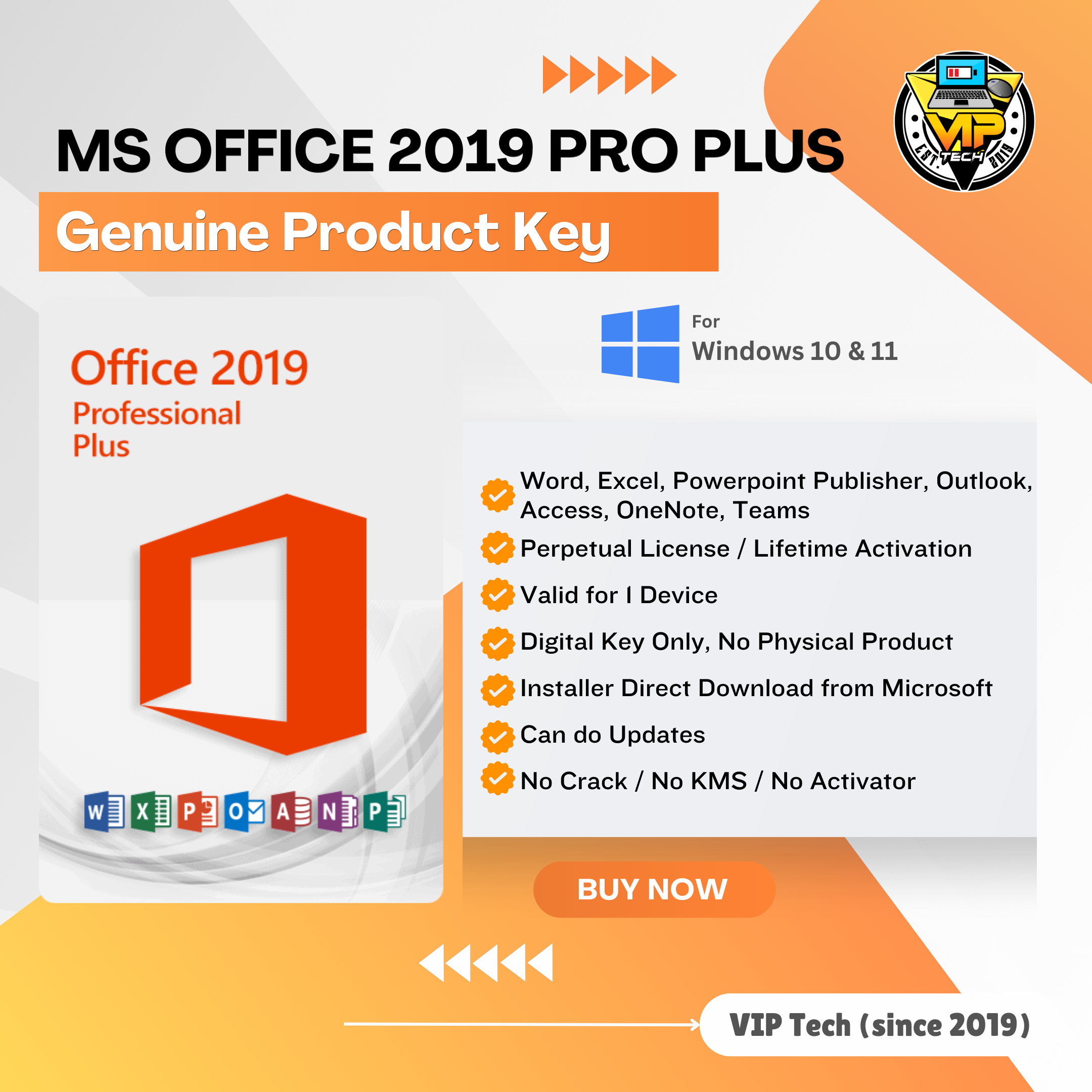Lifetime License Key for MS Office 2021 / 2019 Pro Plus / Windows 10 / ...