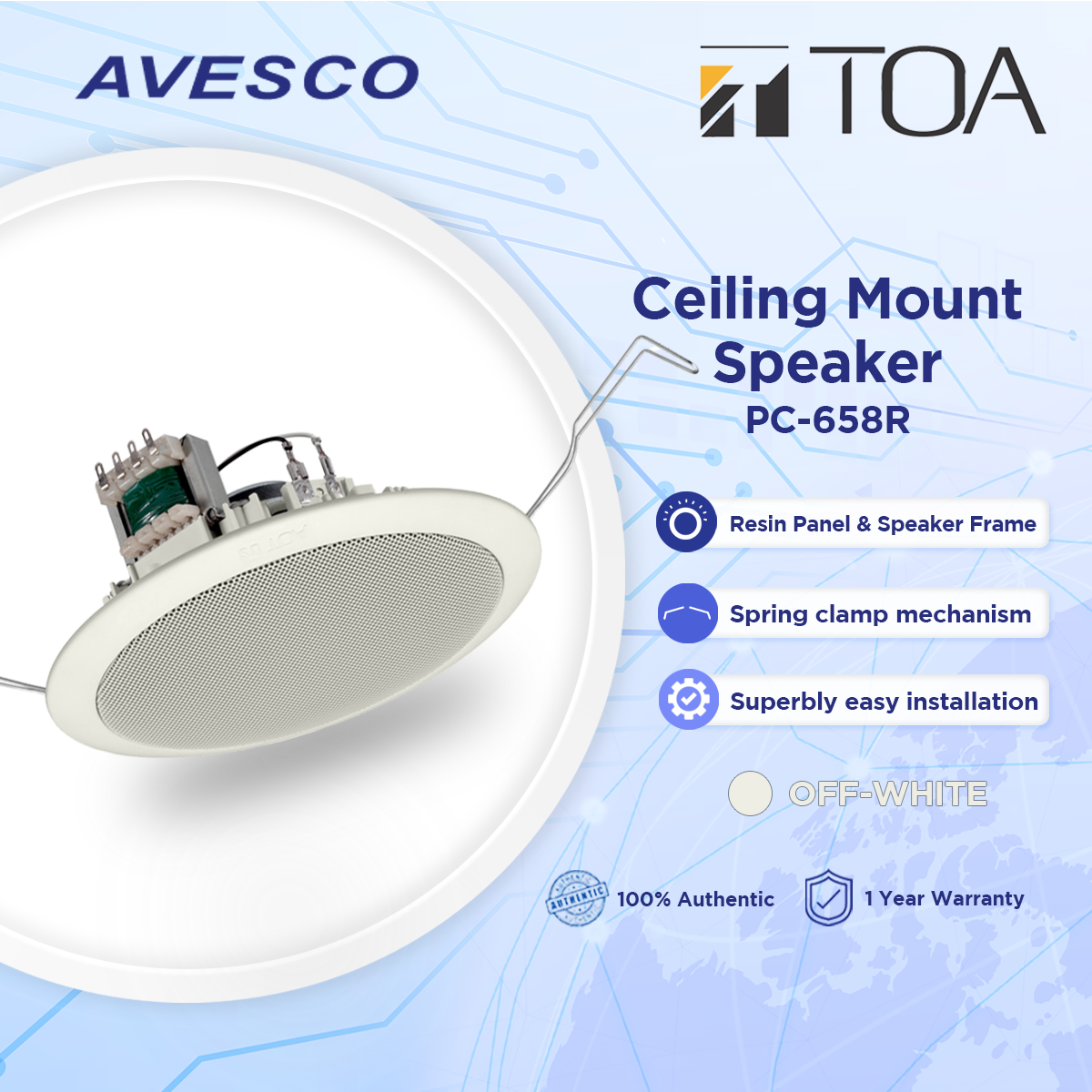 TOA PC-658R 6" Ceiling Speaker with Back Cover (HY-BC658-AS) Set | Lazada PH