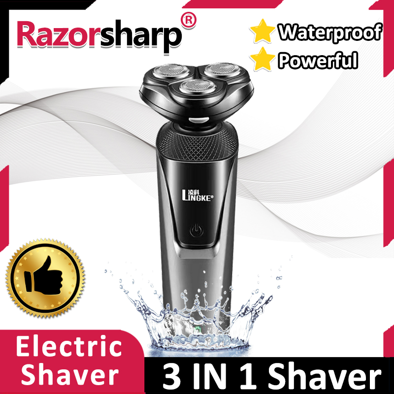 【3 In 1】Electric Shavers for Men Waterproof Shaver USB Rechargeable ...