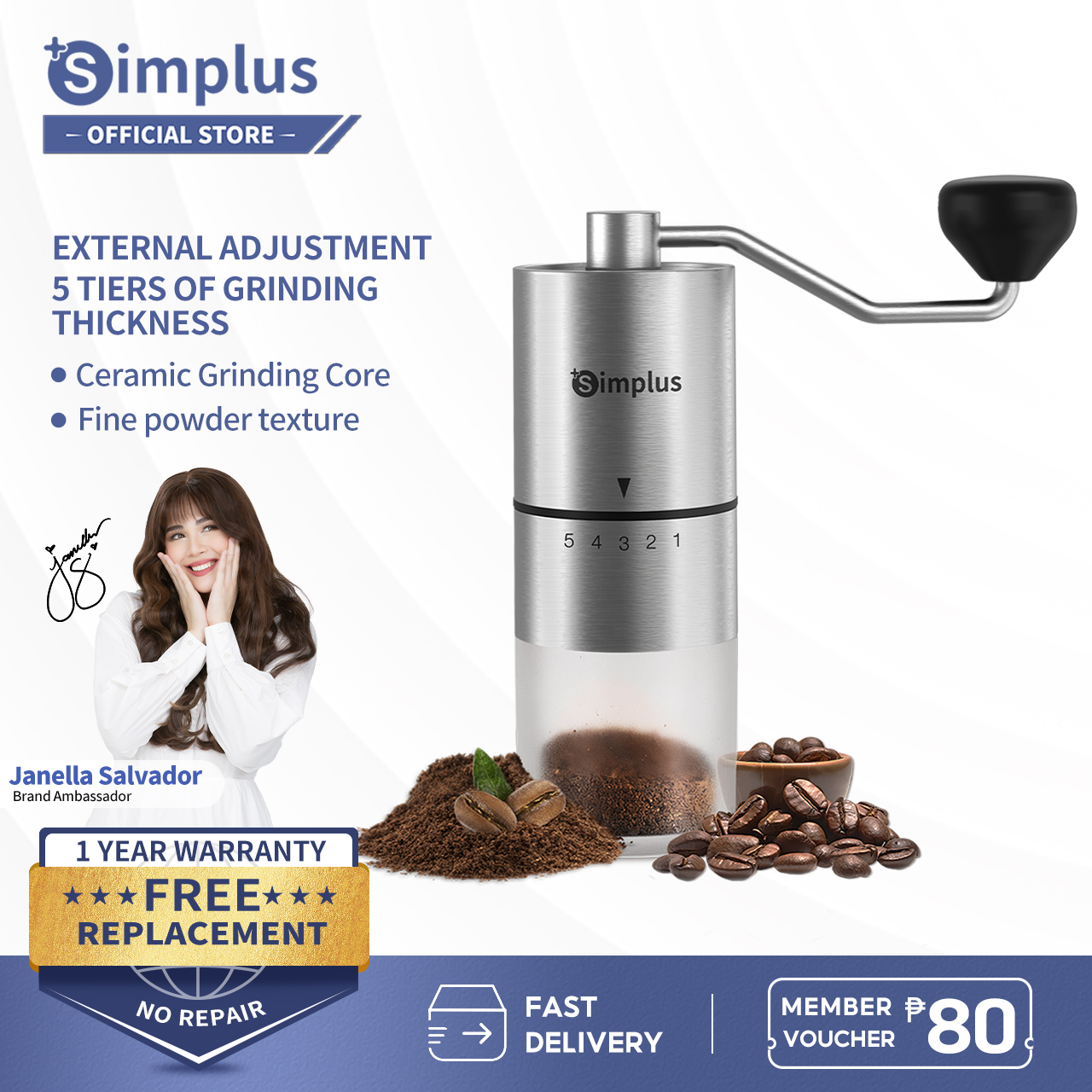 Simplus Mannual Coffee Grinder Coffee Maker Portable Bean Coffee ...