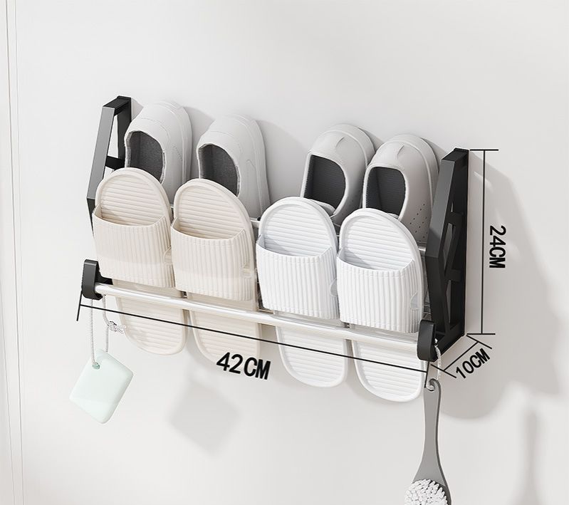M&A Bathroom Door Slippers Rack Space Saving Wall Mounted Shoes Storage ...