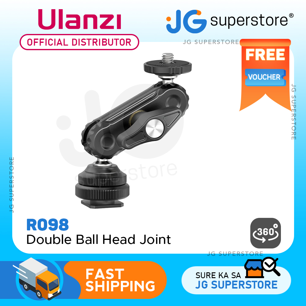 Ulanzi R098 Double Ball Head Joint with Cold Shoe Camera Mount and 1/4 ...