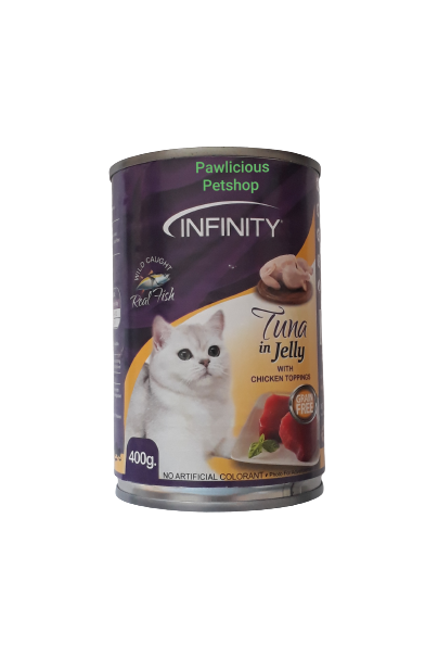 Infinity Cat Food in Can-Tuna in Jelly with Chicken Topping 400g ...