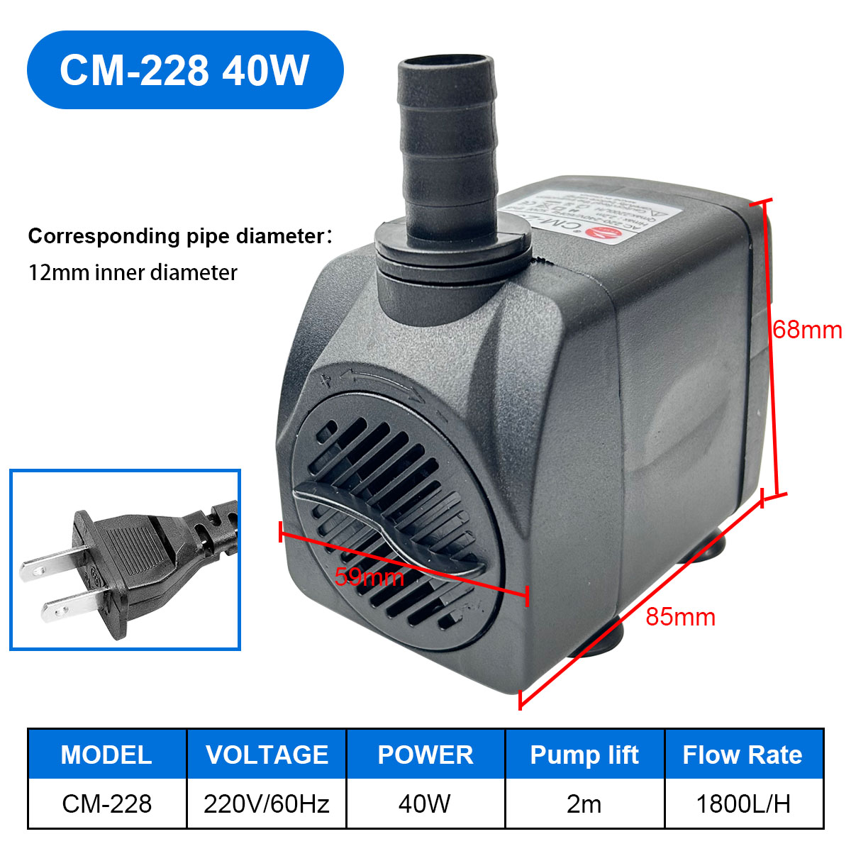 Aquarium Submersible Pump For Fresh and Sea Water Aquarium Fish Tank ...