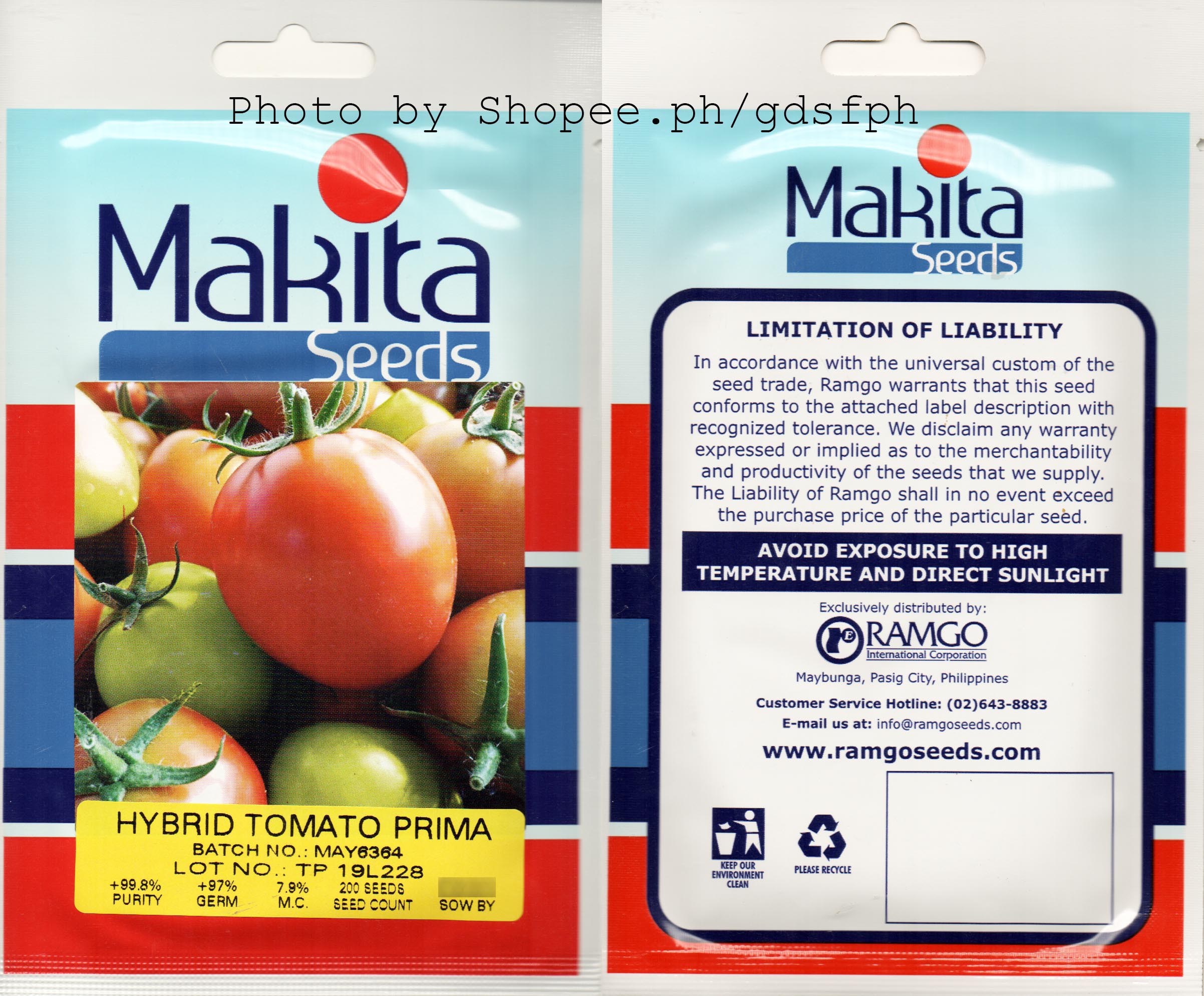 Makita Seeds Hybrid Tomato Prima 200 seeds (Original Pack) | Lazada PH