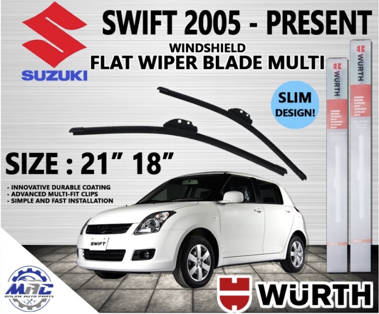 Wurth Flat Blade Wiper Blade FOR SUZUKI SWIFT 2005 - PRESENT - SIZE 21 ...