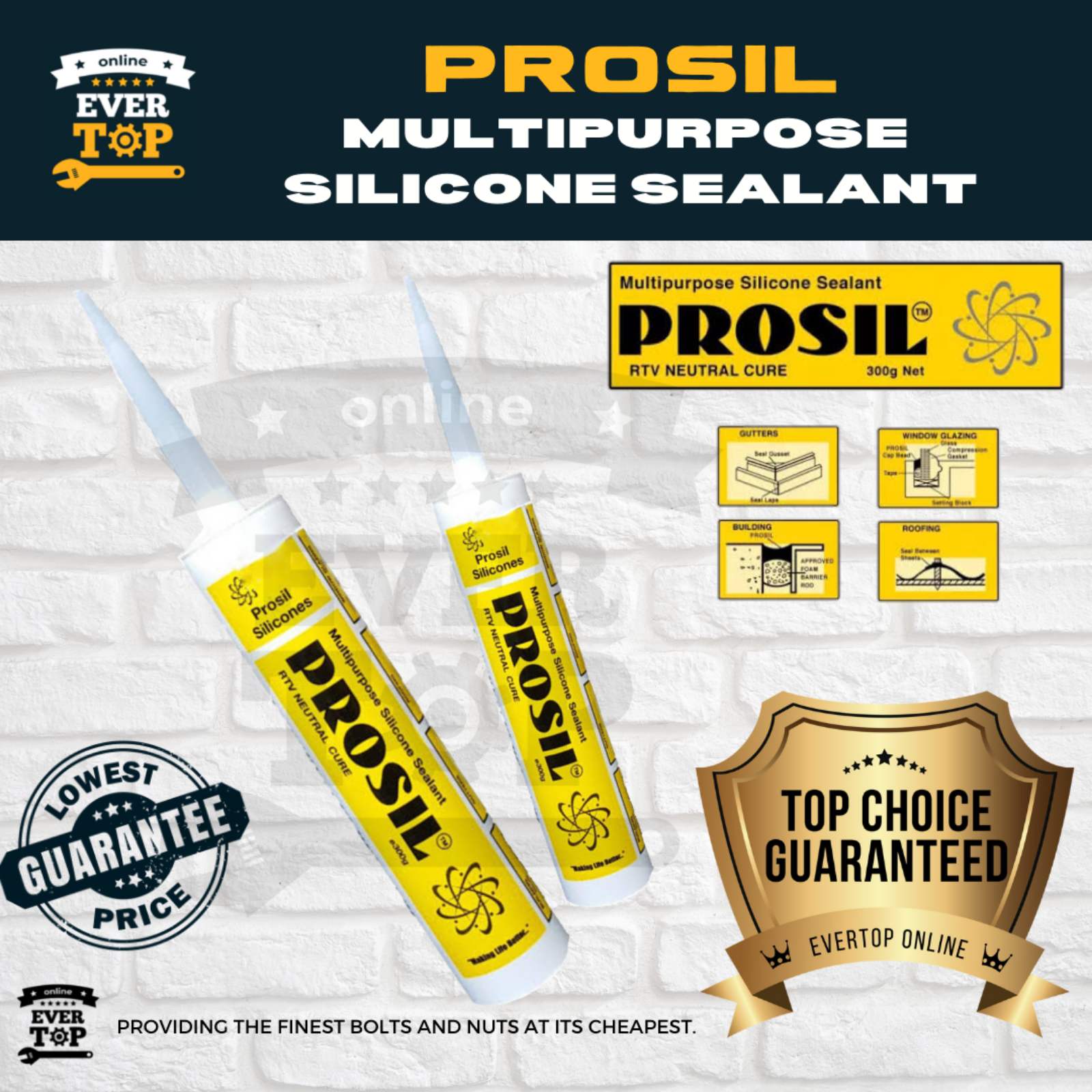 PROSIL ORIGINAL MULTIPURPOSE SILICONE SEALANT | NEUTRAL CURE CLEAR ...