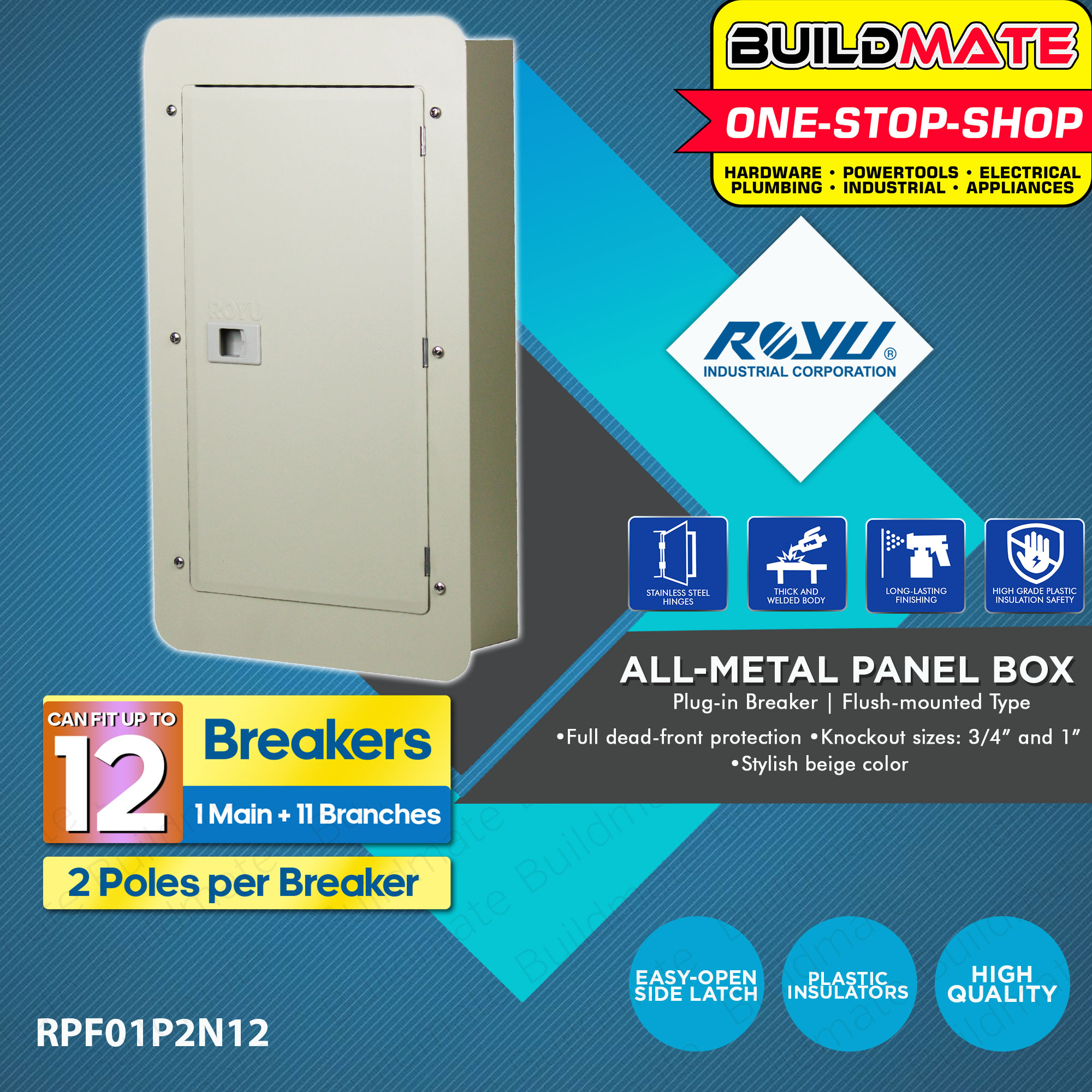 BUILDMATE Royu Panel Flush Mounted Type Nema 1 4B | 6B | 8B Plug In ...