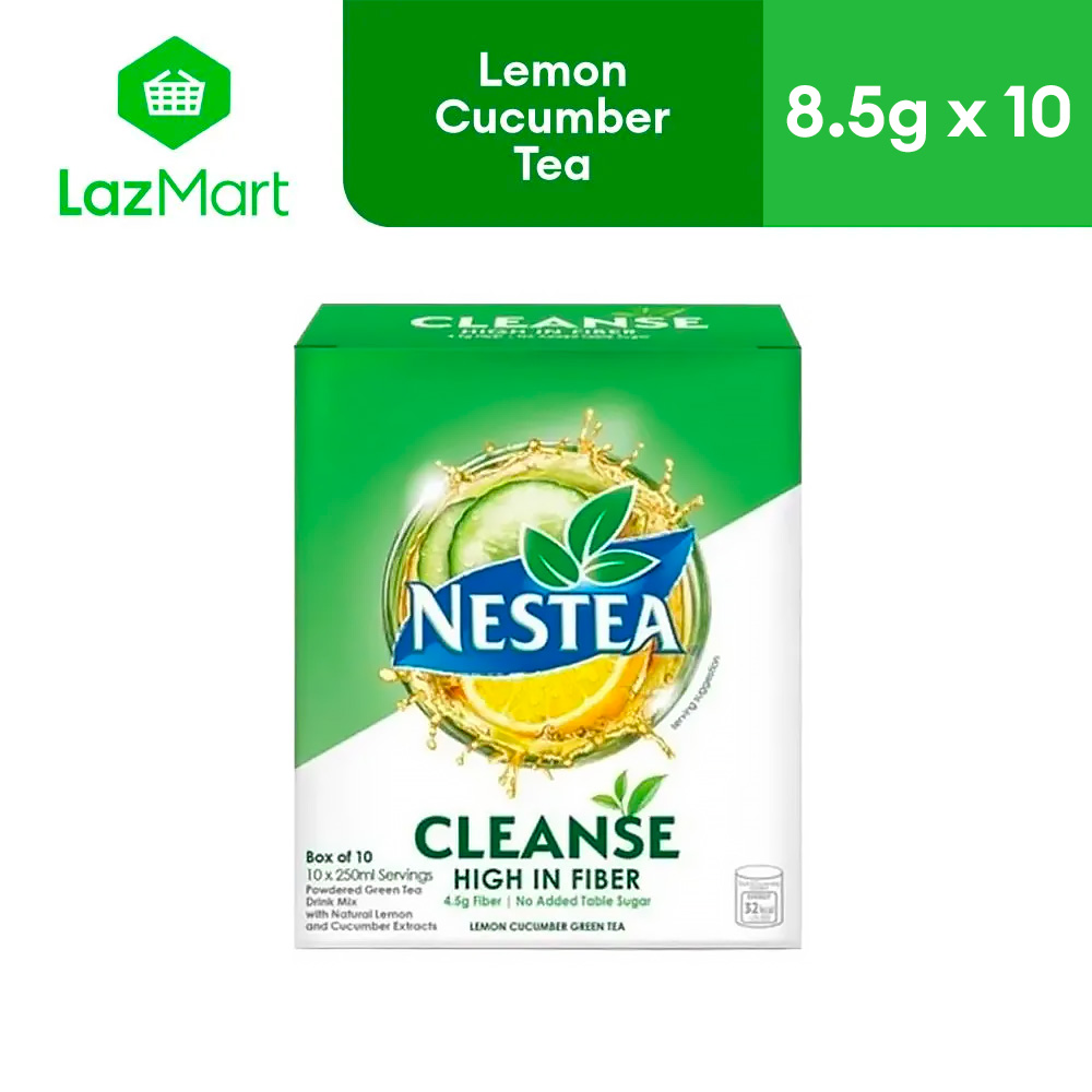 NESTEA Cleanse Lemon Cucumber Powdered Green Tea with Fiber 8.5g x 10 | Lazada PH
