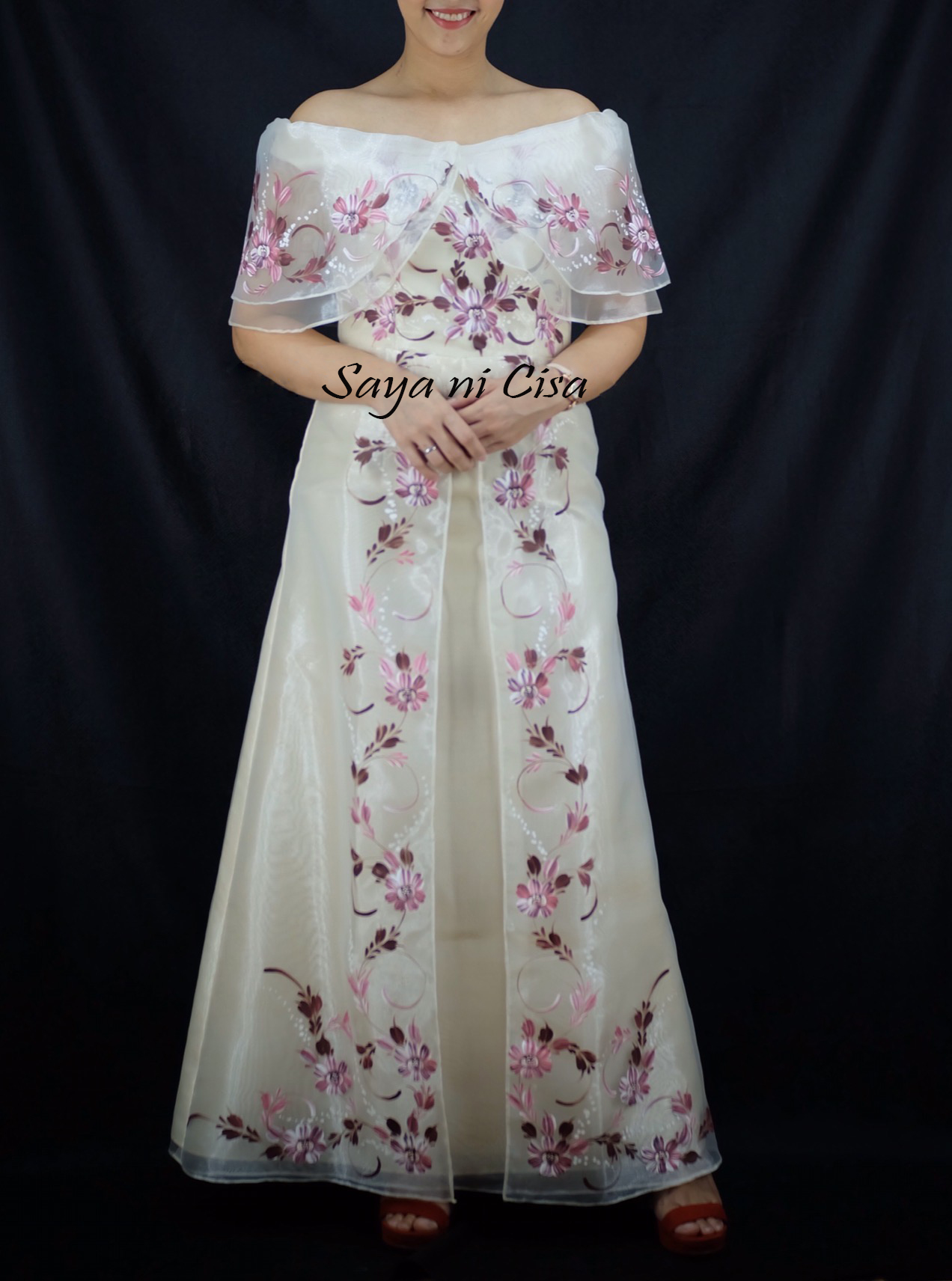 Filipiniana Off Shoulder Long Gown Handpainted | Lazada PH
