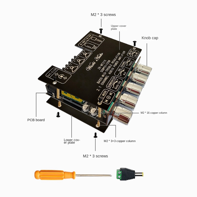 ZK-MT21S Amplifier Board Bluetooth 5.1 Subwoofer Amplifier Board 50WX2 ...