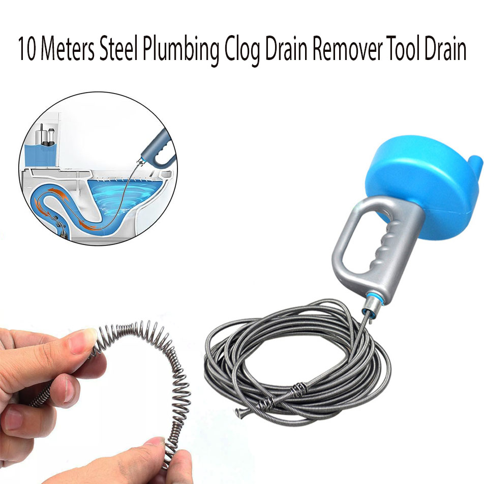 10 Meters Steel Plumbing Clog Drain Remover Tool Drain Snake Spring ...