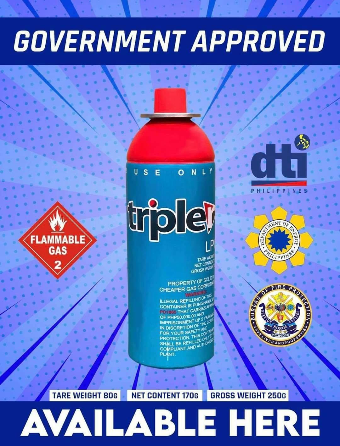 TRIPLER REFILLABLE CANISTER BUTANE GAS -(1 PACK 4PCS) | Lazada PH
