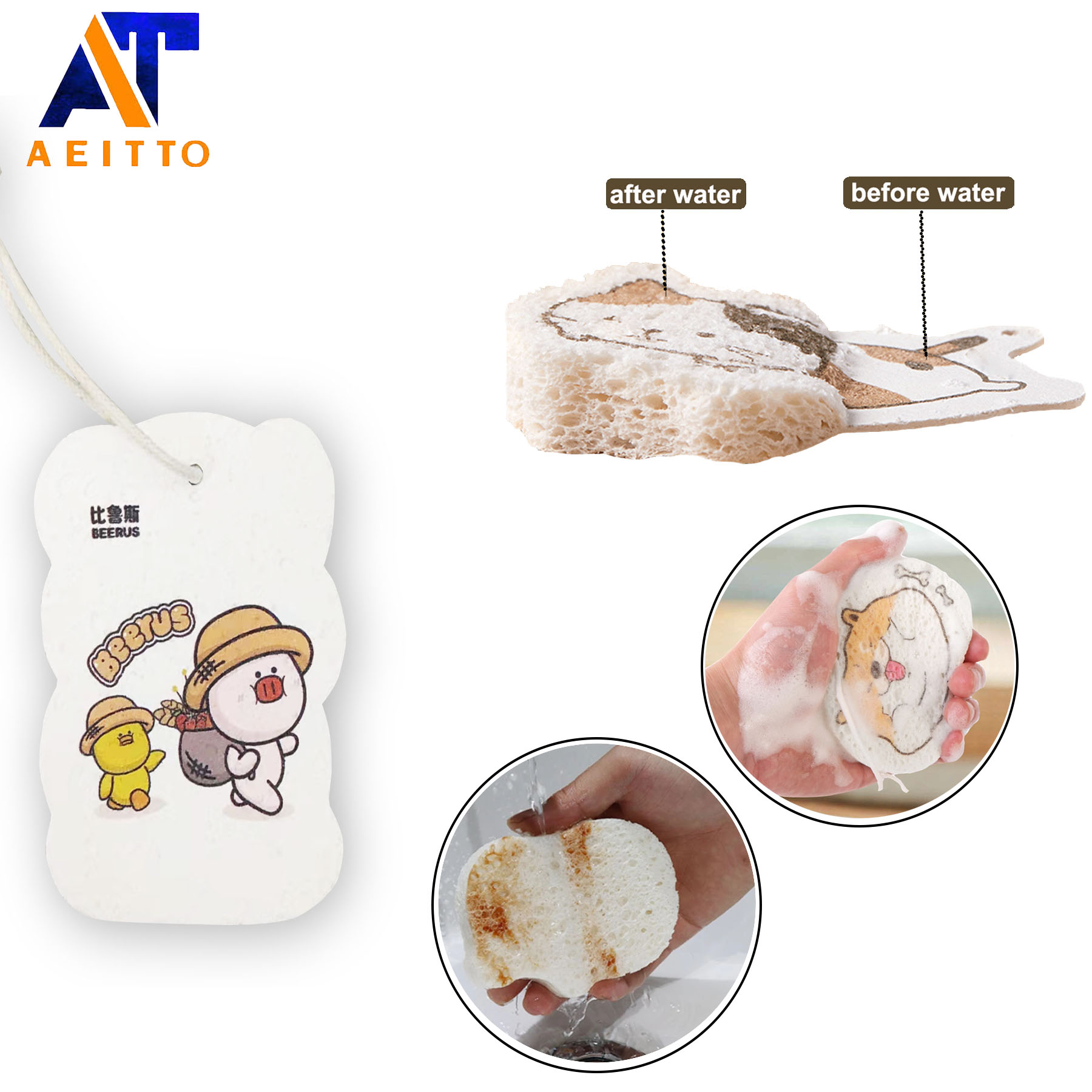 Compressed Wood Cotton Dishwashing Magic Pulp Sponge | Lazada PH