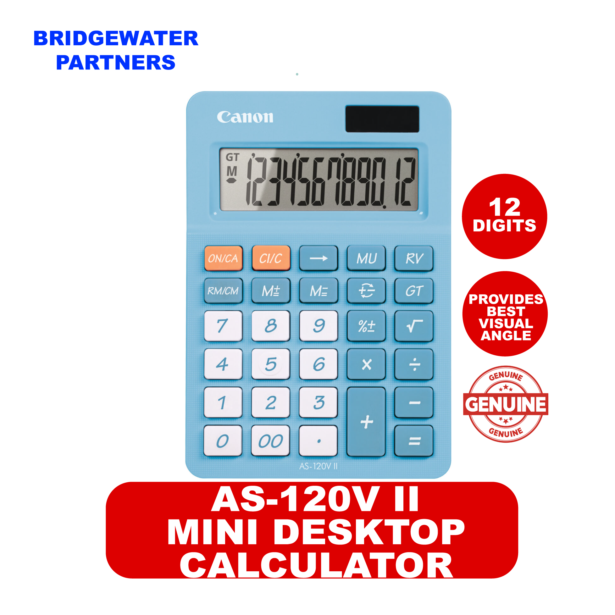 Canon AS-120V II Sky Blue Mini Desktop Calculator [NEW MODEL] | Lazada PH