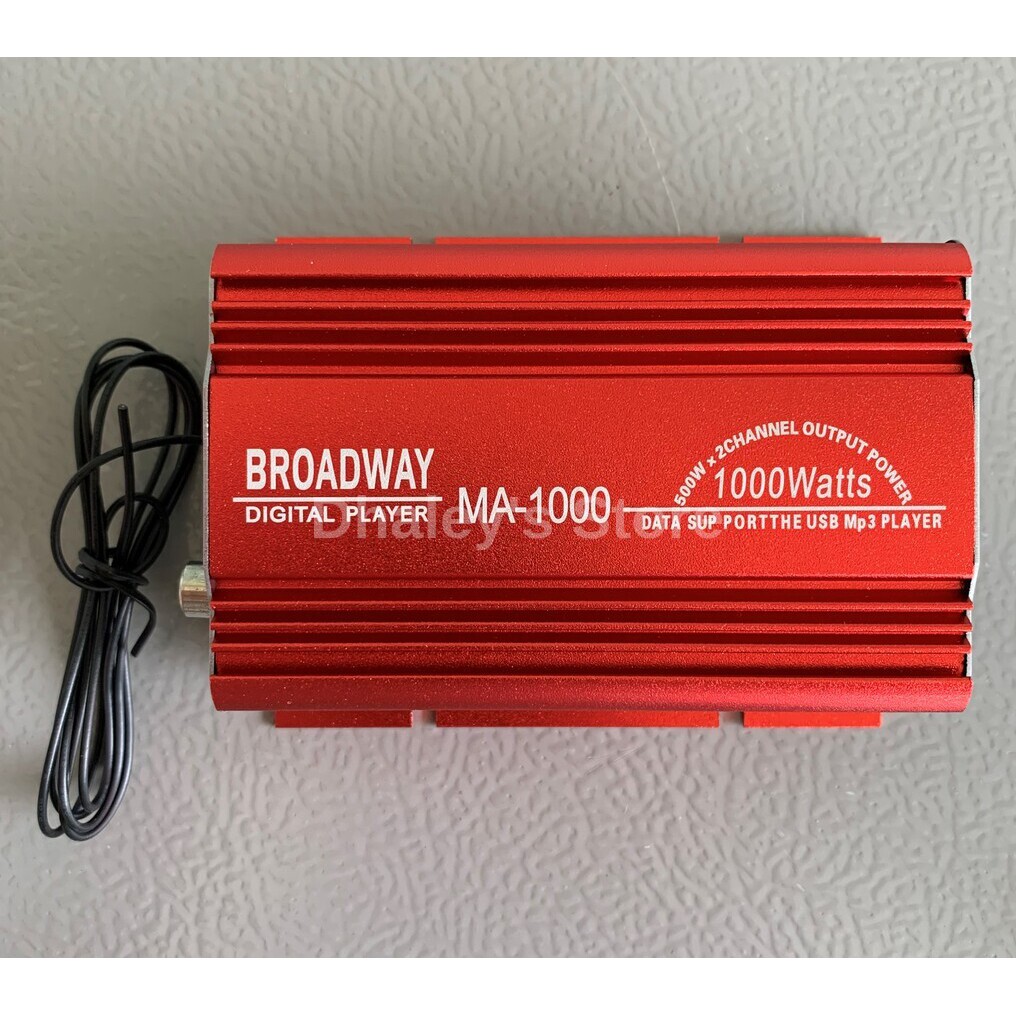 Broadway Motorcycle Amplifier 12Volts MA-1000 2-Channel Output USB, Aux ...