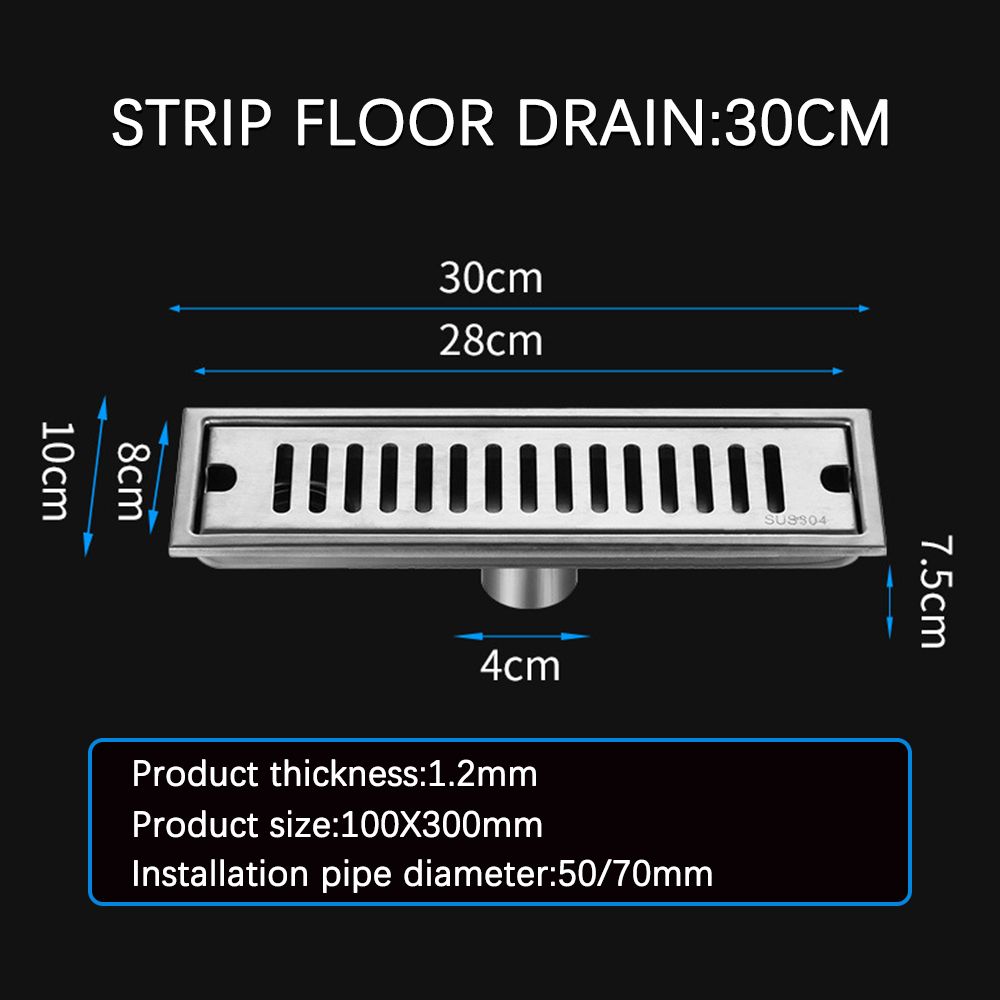 SUS304 stainless steel rectangular floor drain bathroom kitchen large ...