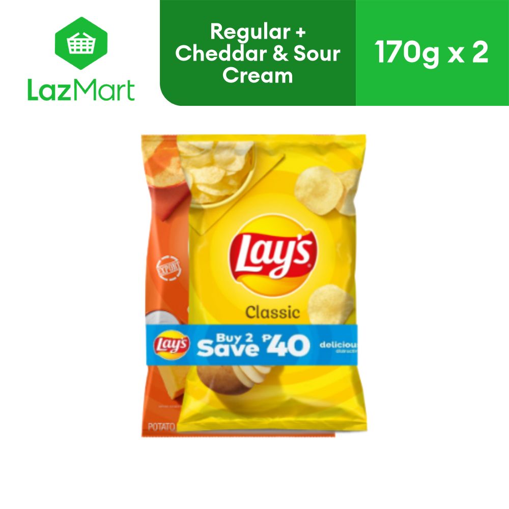 Lays Regular + Lays Cheddar & Sour Cream 170g Save 40 | Lazada PH