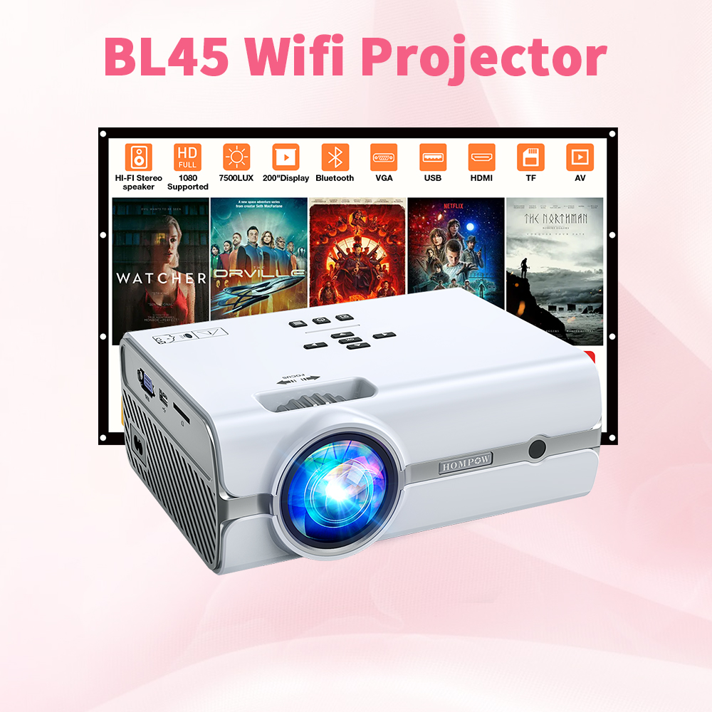 HAPPRUN BL45 Mini Projector with Screen 100 Inch, Native 720P Portable ...