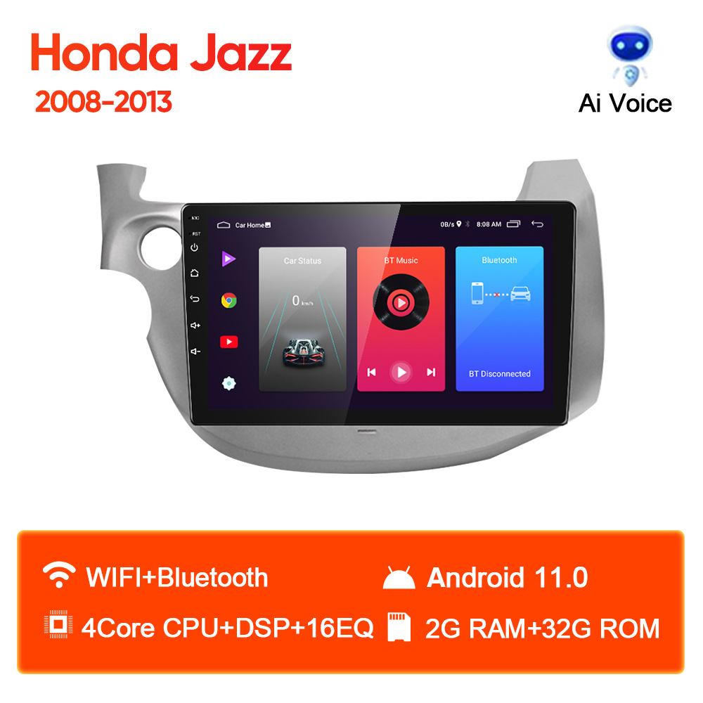 JIUYIN 10 inch Android Head Unit for Honda Jazz Fit 2008-2013 8-Core 4 ...
