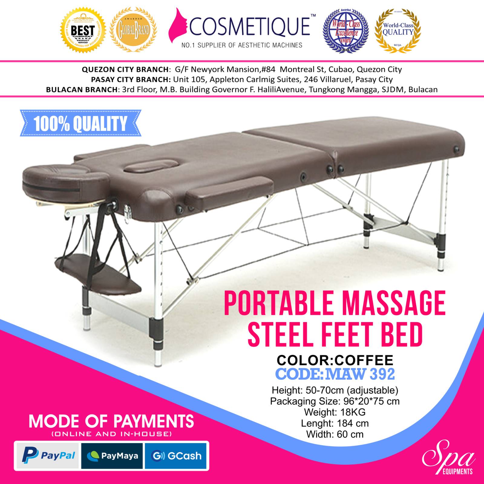 Brown Steel Massage Bed High Quality Massage Table | Lazada PH