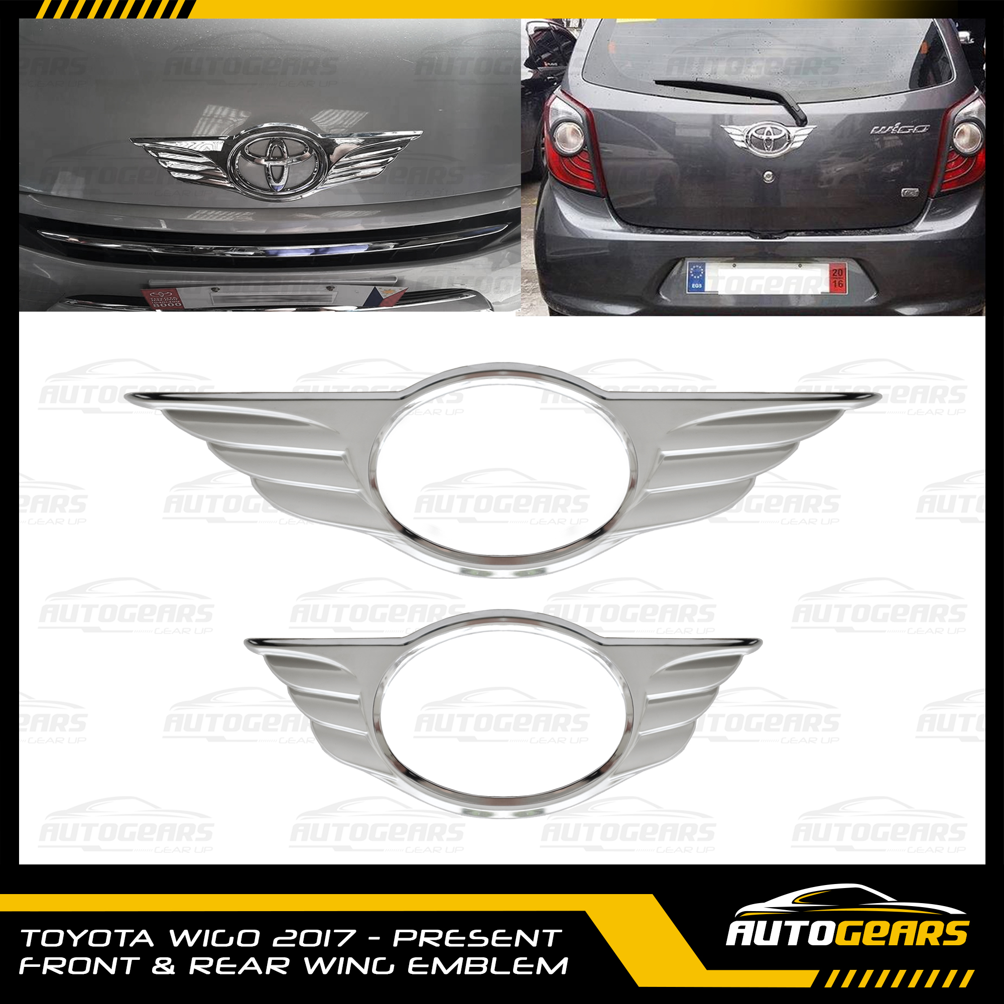 Toyota Wigo (2013 - 2016) Front & Rear Logo Cover Chrome | Lazada PH