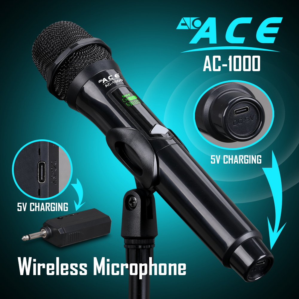 ACE AC-1000 Professional UHF Wireless Rechargeable Microphone | Lazada PH