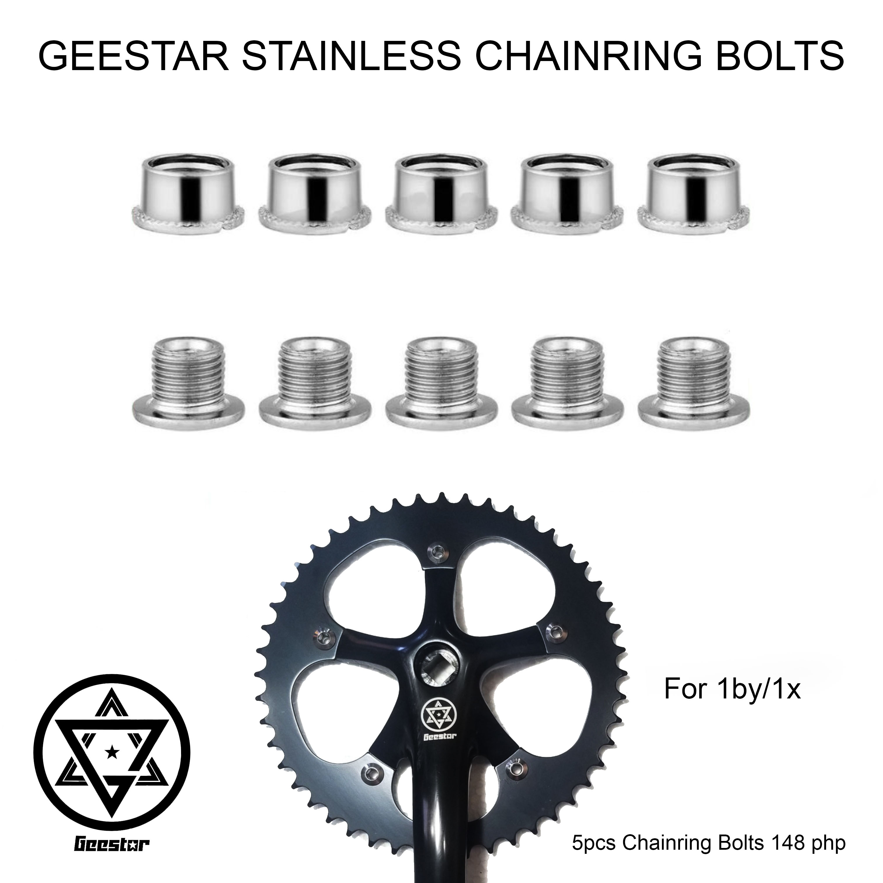 Geestar Chainring Bolts Stainless Nuts Screw M8 Single Double Speed ...