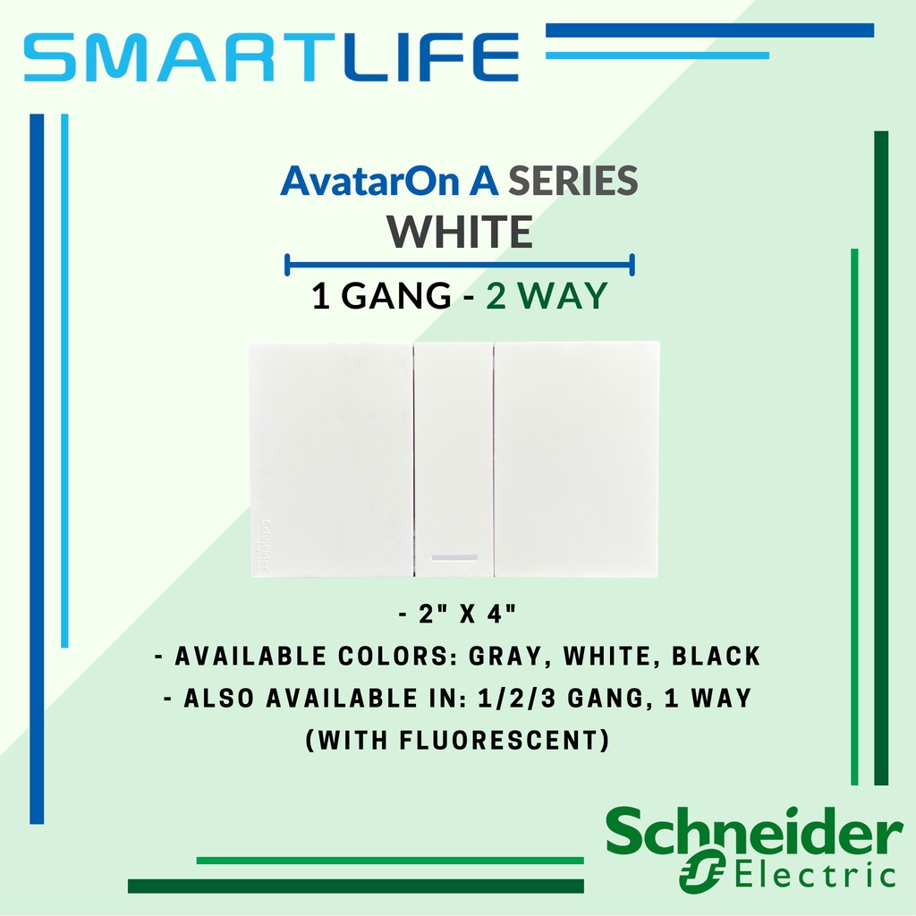 Schneider AvatarOn A 2x4 16AX 250V 123 Gang 2 Way Single Switch Module ...