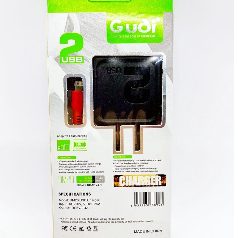 Gudi USB Fast Charge Fast Data Transfer 2.4A Charger 2 USB Data ...