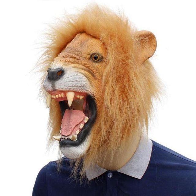Latex Lion Mask Full Face Animal Masks Halloween Masquerade Birthday ...