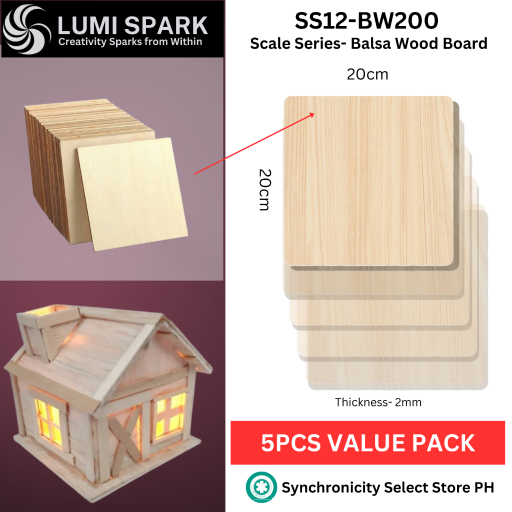 Balsa Wood 200mm x 200mm x 2mm | SS12-BW200 | Scale Model House Ship ...