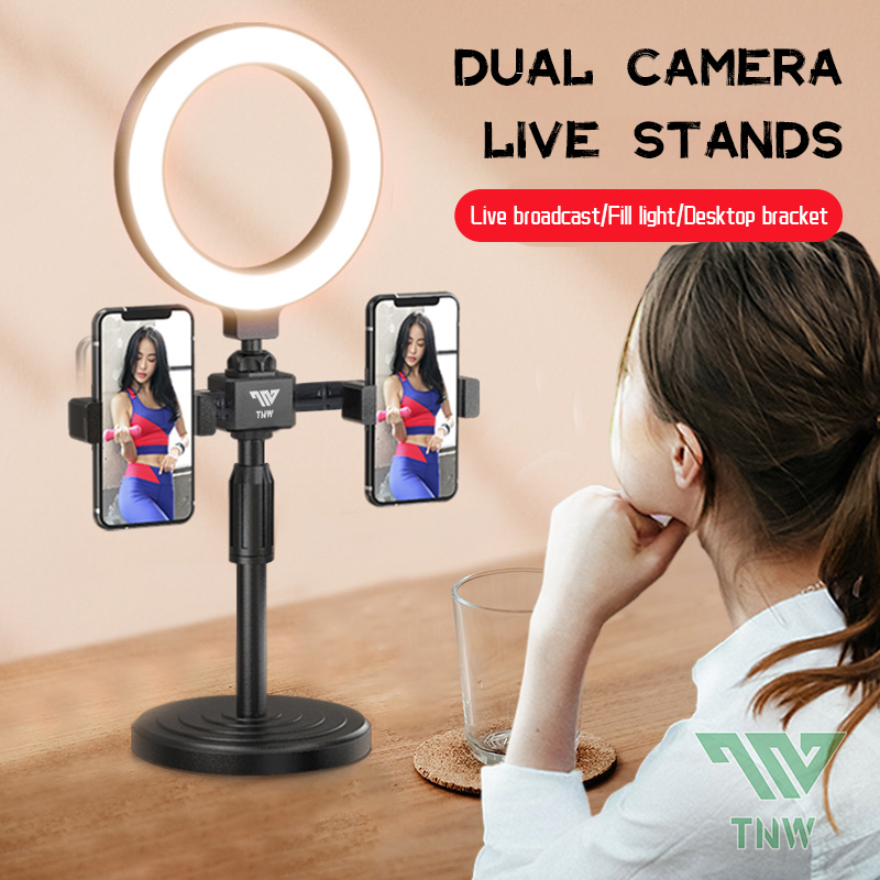 TNW Ring light 16cm/6inch Dual Mobile Phone live stand For Vlogging ...